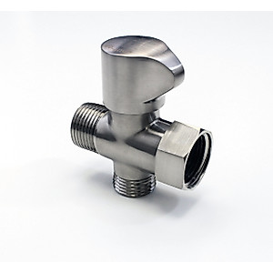 Luxe Bidet Metal T-adapter with Shut-off Valve, Winged 3-way Tee Connector, Nickel Finish, for Luxe Neo Bidets
