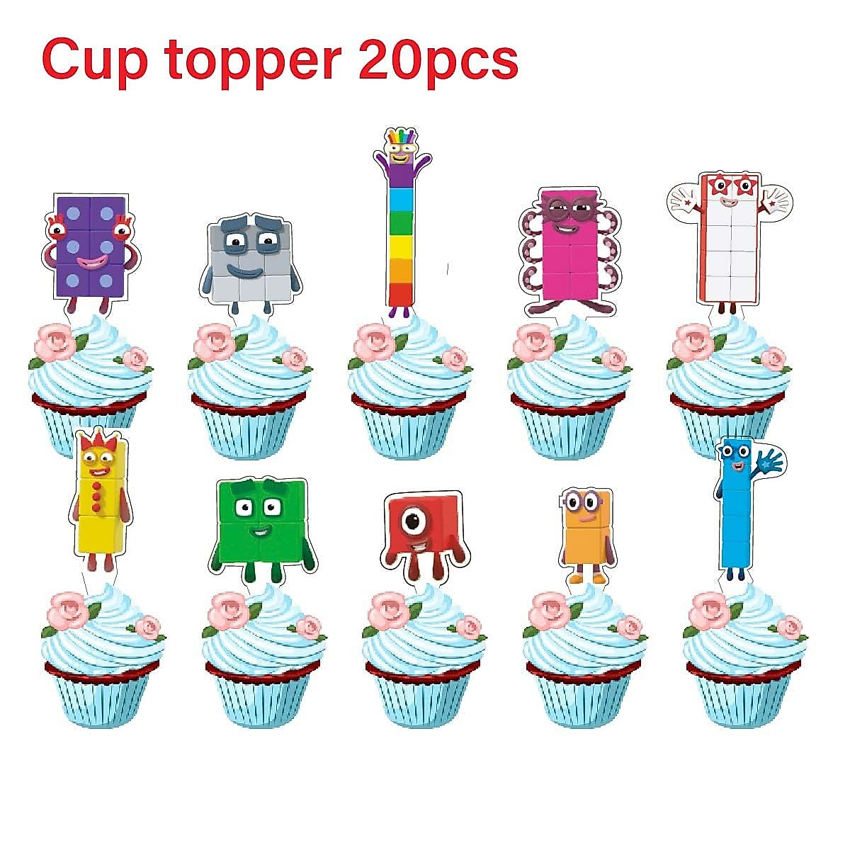 number birthday party supplies balloon cake topper blocks plates fork spoon birthday decoration for kids