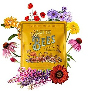 Package of 80,000 Wildflower Seeds - Save The Bees Wild Flower Seeds Collection - 19 Varieties of Pure Non-GMO Flower Seeds for Planting Including Milkweed, Poppy, and Lupine