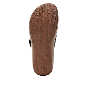 Alegria Womens Brayah Black Leather Double Strap Slide Sandal 9 M US