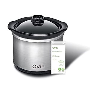 Qvin 0.65 qt mini slow cooker warmer with 10pcs slow cooker lines for 0.5Qt-0.75qt pots