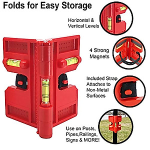 Ding King Magnetic Post Level Tool Pack of 2 Folds for Storage