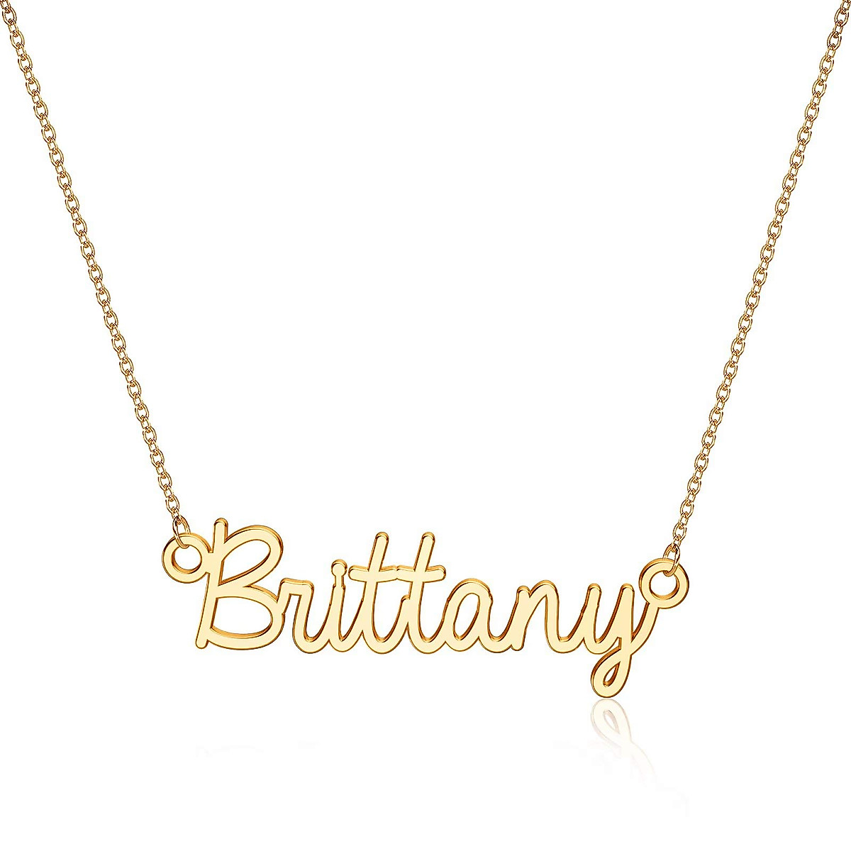 Turandoss Brittany Necklace, 14K Gold Plated Name Necklace Brittany Jewelry Gifts Gold Brittany Name Necklace for Women Jewelry Name Necklace Personalized