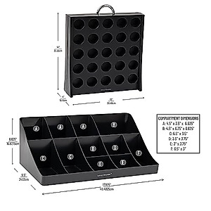 Mind Reader 11 Compartment Condiment 50 Capacity K-Cup Single Serve Coffee Pod Holder Storage Organizer, Black, One Size