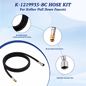 K-1219935-BC Hose Kit Compatible with Kohler Pull Down Kitchen Faucet with Weight Ball 14.1oz (400g/0.88lb), 68 Inches Pull-Out Kitchen Faucet Hose Replacement Part of K-1304674-BC