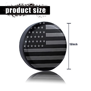 gunhunt 1 PC American Flag Pattern Tire Cover, 16" Car PVC Spare Tire Cover, Spare Tire Waterproof Protective Cover, Applicable to Most Cars, Trucks, SUVs, Trailers (Black)