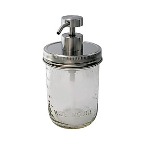 Mason Jar Lifestyle Satin/Brushed #2 Stainless Steel Soap Pump Lid | Hand Soap Pump Top/Lotion Dispenser Pump Replacement Lids for Mason Jars (Wide Mouth)