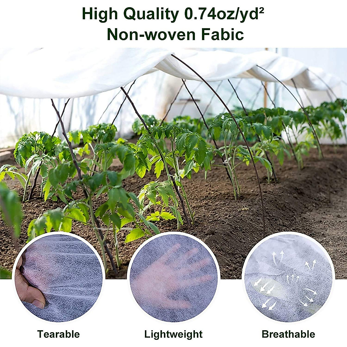 BGTOOL Garden Fabric Plant Cover Freeze Protection, Floating Row Cover 10ft×49ft Reusable Rectangle Frost Protection for Crop, Blanket for Vegetables & Plants for Preventing Cold Weather and Animal