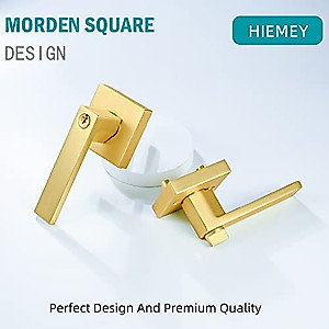 Gold Door Handles Door Knobs,Heavy Duty Modern Interior/Exterio Satin Brass Door Lever Not Keyed Alike Front Entry Door Handle wth Lock(1 Pack)