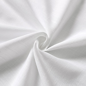 Nanspring White Kitchen Curtains 36 Inch Length Set 2 Panel Back Tab Pocket Semi Sheer Light Filtering Short Drapes Linen Farmhouse Curtain Tiers for Cafe Bathroom Basement Small Window 52x36