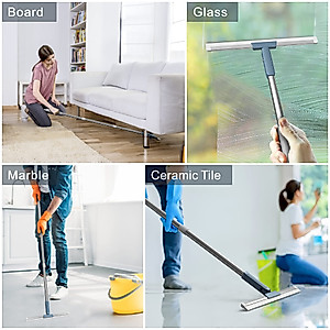 SWIBINJIT Multifunction Magic Broom, Squeegee Sweeper with Adjustable Long Handle Quick Drying Water and Dust Remover Silicone Scraper Broom