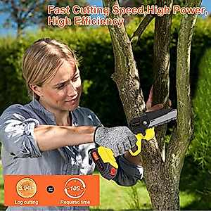 Mini Chainsaw Cordless 6 Inch, Handheld Chainsaw with Replacement 4Inch and 6Inch Guide Plates, Small Chainsaw with 2 Batteries 4 Chains For Cutting Wood, Tree Trimming, Garden Pruning