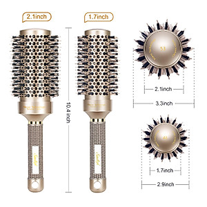 Nano Thermal Ceramic Round Hair Brush with Boar Bristles for Blow Drying and Styling by Sndyi - 2.9 Inch Barrel