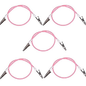 Angzhili 5 Pcs Dental Bib Clips,Silicone Napkin Clip Bib Holders with Colorful Silicone Lanyard and Stainless Steel Clip(Pink)