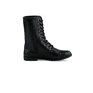 Balera Womens Combat Boots For Dance With Glitter And Zipper Rubber Sole Shoes