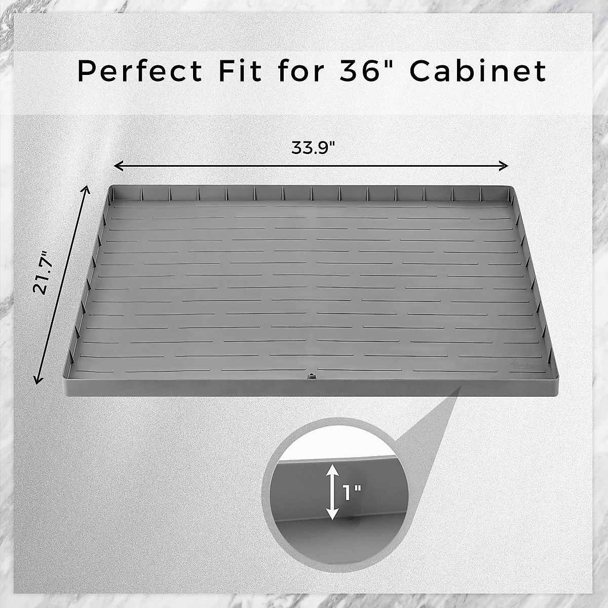 Waterproof Under Sink Mat for 36" Cabinet,Homaisson 35”×22” Flexible Silicone Cabinet Protection Mat, Under Sink Tray, Drips Leaks Spills Protector, Cabinet Liner for Kitchen, Bathroom