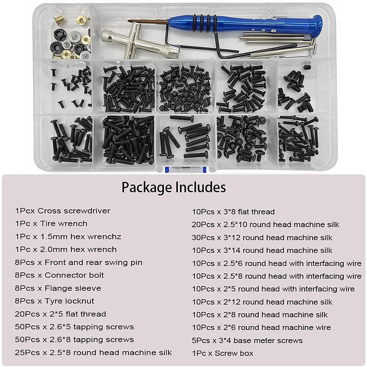 Yaohappy RC Car Screws Kit, RC Screws Kit Repair Tool Box Hardware Fasteners Replacement for Wltoys Wltoys 1/14 144001 RC Car