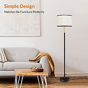 LEPOWER Floor Lamps for Living Room, Modern Standing Lamp for Bedroom, Black Tall Floor Light, Mid Century Floor Lamp, Minimalist Studying Lamp for Office, Study Room (E26 9W Bulb Included)