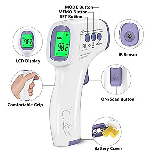 Digital Thermometer for Adults and Kids, No Touch Forehead Thermometer for Baby, 2 in 1 Body Surface Mode Infrared Thermometer with Fever Alarm and Instant Accuracy Readings