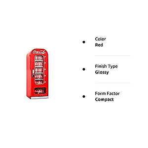 Coca-Cola Exclusive New Retro Vending Machine Style 10 Can Mini Fridge, 12V DC/110V AC with tall window display for home, dorm, office, games room