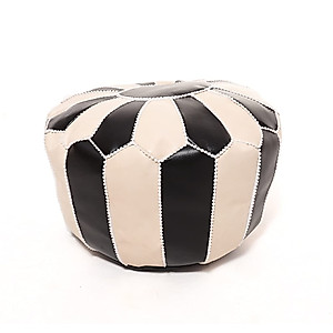 LEATHEROOZE Moderner Leather Pouf Unstuffed Ottoman Moroccan Footstool, Floor Footrest Cushion, Storage Solution - Double Color pouffe(14 * 18 * 18 inch)