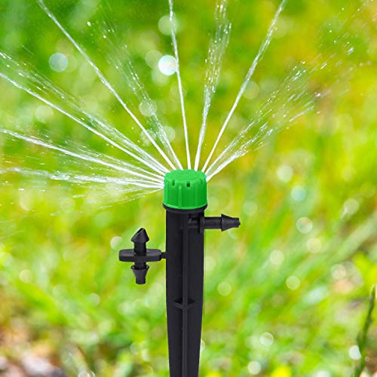 URATOT 60 Pieces 360 Degree Adjustable Irrigation Drippers with Barbed Connector for 4/7 MM Tube, Water Flow Drip Stakes Emitter Drip System