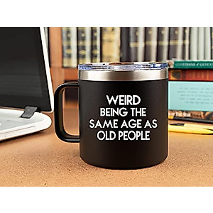 Birthday Gifts for Men Women - Coffee Tumbler Mug 14oz - Funny Unique Gift for Husband, Grandpa, Dad, Father, Him, from Daughter, Son, 30th, 40th, 50th, 60th, 70th, 80th, Friends