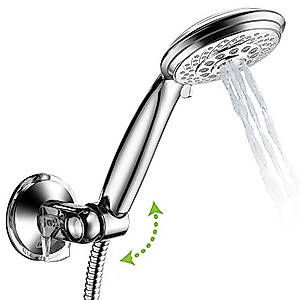 HotelSpa Universal Angle-Adjustable Hand Shower Wall Bracket for Easy Reach/Perfect Angle Fits ANY SHOWER! Patented Push-Lock provides Superior Suction Power. Self-Adhesive Slide-in Holder included