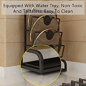 ikare Pot Lid Organizer Rack For Bakeware Pot Lid Holder Organizer Scratch Protection Lid Stand Wall Mounted Pan Lid Holder (Black)