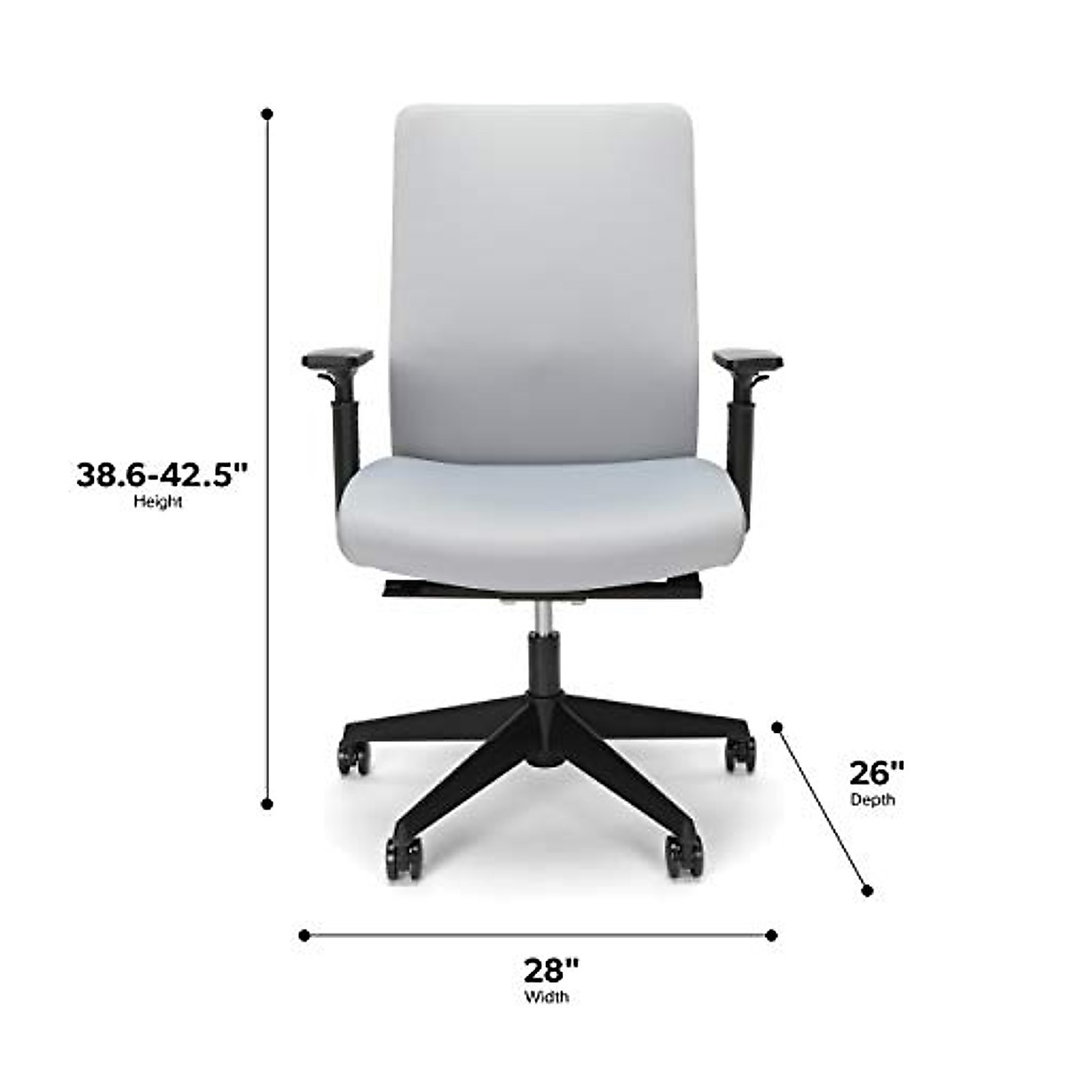 HON Basyx Biometryx Commercial-Grade Fabric Upholstered Task Chair, Grey