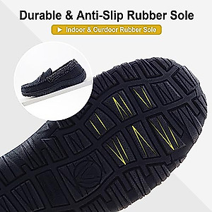 SKABIU Mens Moccasin Slippers House Shoes for Men Memory Foam Bedroom Slippers Black 10