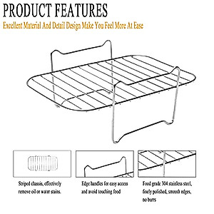 IUKOENTE Air Fryer Rack, 304 Stainless Steel Multilayer Dehydrator Rack For Double Boiler Air Fryers, Air Fryer Accessories Compatible with 4QT to 8QT Air fryer basket.