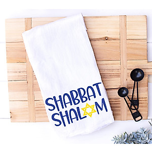 Shabbat Shalom Jewish Kitchen and Bathroom Towel, Jewish Holiday and Shabbat Gifts, Housewarming and Hostess Kitchen Towel with Jewish Star (Shabbat Shalom)