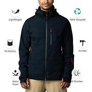Apricoat Adventure 2.0 Men's Warm Winter Jacket Insulated, Hooded, Waterproof and windproof for Traveling, Hiking, Trekking, Camping, & All Sports Activities such as Snowboarding & Skiing-Black