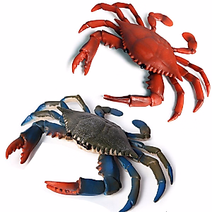 Gemini&Genius 2Pcs Crabs Marine Animal World Sea Animal Action Figure Ocean Model Toy Educational, Role Play, Cake Toppers, Swimming Toys, Bath Toys, Christmas Stocking Stuffers for Kids