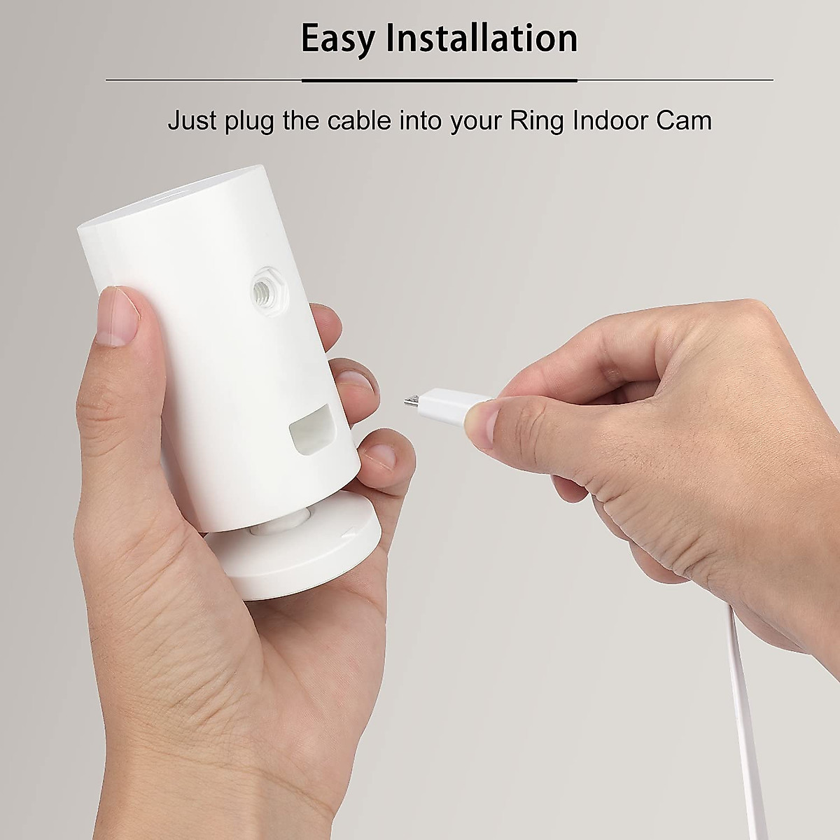 ALERTCAM Power Adapter for Ring Indoor Cam and All-New Ring Indoor Cam (2nd Gen), with 25Ft/7.5m Flat Charging Cable Continuously Charge Your Camera (NOT Compatible with Ring Stick Up Cam)