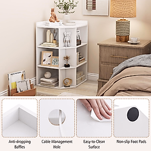 Giantex 3-Tier Corner Cabinet with Charging Station, Corner Shelf with 9 Cubbies, 2 USB Ports & 4 Outlets, Cube Bookshelf, Storage Organizer for Small Spaces, Playroom, Living Room (White)