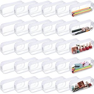 Sepamoon 30 Pcs Cosmetic Pouch Bag with Zipper Transparent Waterproof PVC Pencil Case Clear Makeup Bags Makeup Brush Case Large Capacity Pencil Bag for Office Stationery and Travel Storage (White)