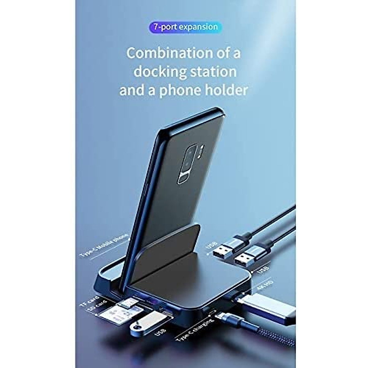 Feilx Ultra-Slim Data USB Hub, 7 in 1 USB Type C Hub Docking Station USB-C to HDMI USB 3.0 HUB SD TF Card PD Adapter