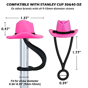 IFSNOW 5Pcs Cowboy Hat Straw Covers Compatible with Stanley Cup 30 40 oz, Cute Funny Straw Toppers Tumbler Accessories for Men Women Gift, Silicone 10mm Straw Caps Dust-Proof Protector