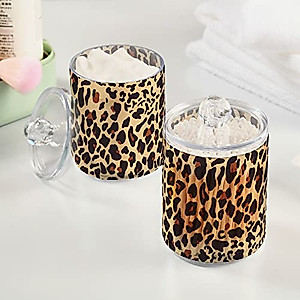 SUABO Plastic Jars with Lids,Leopard Tiger Skin Animal Print Storage Containers Wide Mouth,Glasss Airtight Canister Jar for Kitchen Bathroom Pantry Countertop,Set 2
