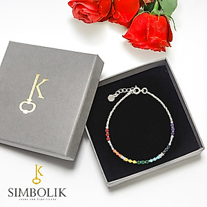 Simbolik Silver 7 chakra bracelet for women, made with 950 sterling silver and natural agate (7 Chakra Bracelet Model 2)