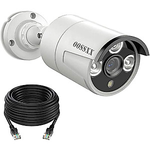 OOSSXX (5.0MP POE Extend Camera with 60 feet Cable) Microphone Inside Outdoor/Indoor Video Surveillance Security Waterproof Wired POE Camera, Just Extend POE Kits