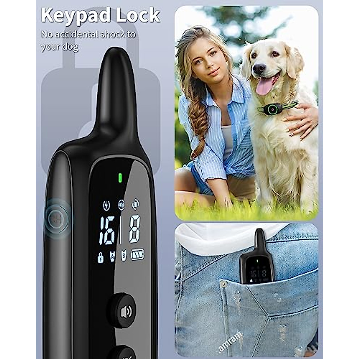 Dog Shock Collar for 2 Dogs, Dog Training Collar with Remote for Large Medium Small Dogs, Rechargeable E-Collar Waterproof Collars with 3 Training Modes, Range up to 3300Ft
