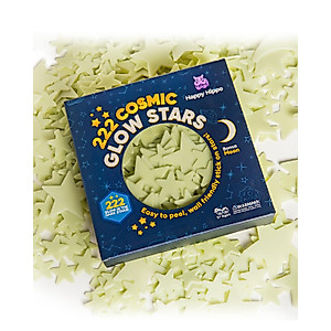 Happy Hippo 222 Glow in The Dark Stars for Ceiling with Bonus Moon