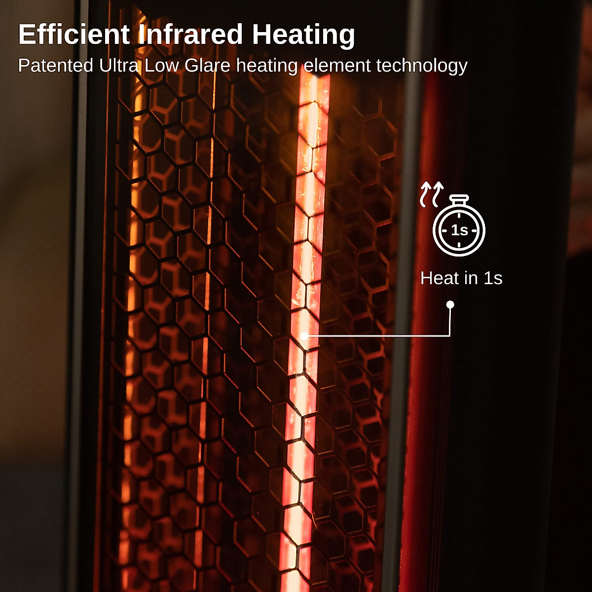 EAST OAK 1200W Patio Heater, Under Table Electric Heater with Double-Sided Design Silent Heating, IP65 Waterproof Portable Outdoor Heater with Handle and Protection from Tip-Over & Overheating