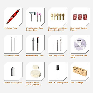 Electric Rotary Tool Kit, SPTA Mini Electric Grinder Set Mini Handle Electric Drill Grinding Engraving Pen Milling Trimming Polishing Drilling Cutting Engraving Tool 33Pcs Kit
