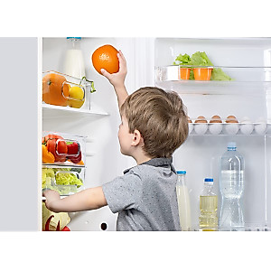 Refrigerator Organizer Bins 8 PCS, guiogc Clear Plastic Food Storage Bins for Fridge Freezers Pantry Organization, Stackable Food Organizer, Fridge Organizer Clear BPA Free