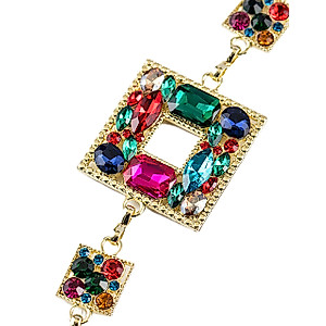 FAN&LOUIS Sparkly Gold Rhinestone Chain Belt for Women Ladies for Dresses Bling Diamond Crystal Glitter Jeweled Metal Fashion Cute Belly Waist Chain Belt S