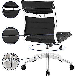 Modway Jive Ribbed Armless Mid Back Swivel Conference Chair In Black